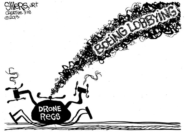 Boeing lobbying kills drone bill | Editorial cartoon by Frank Shiers ...