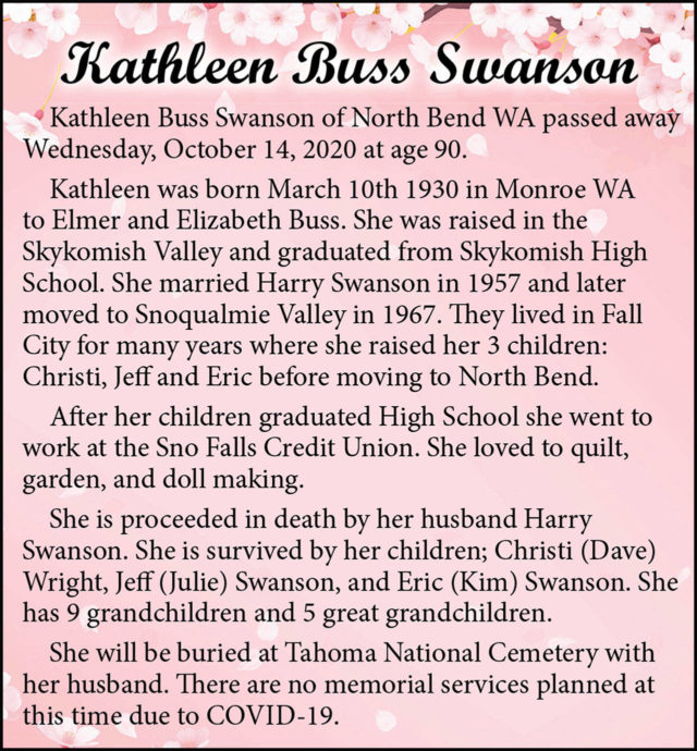 Kathleen Swanson | Courier-Herald