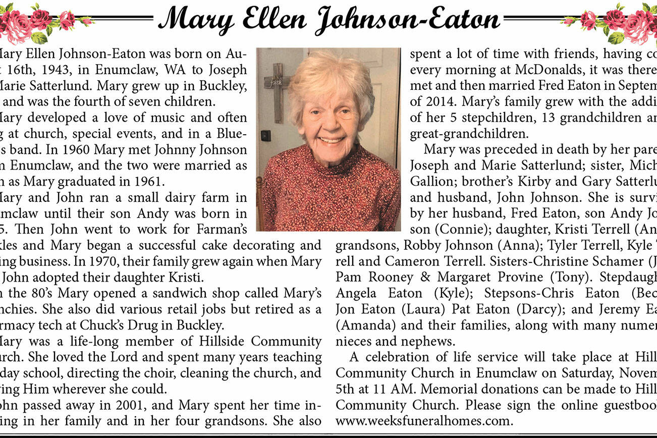 Mary Ellen Johnson-Eaton | Courier-Herald