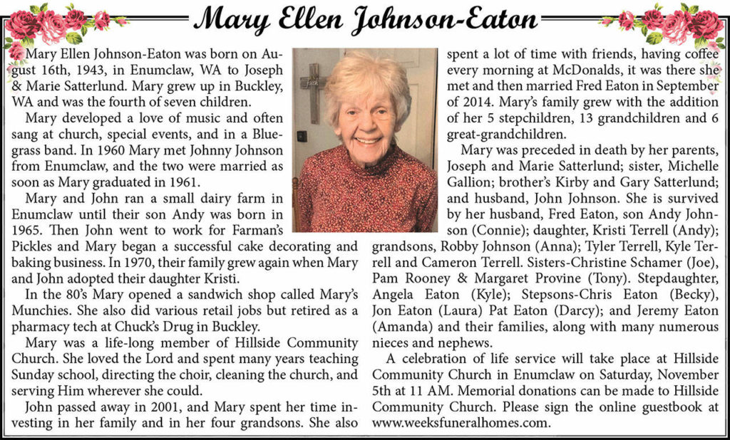 Mary Ellen Johnson-Eaton | Courier-Herald