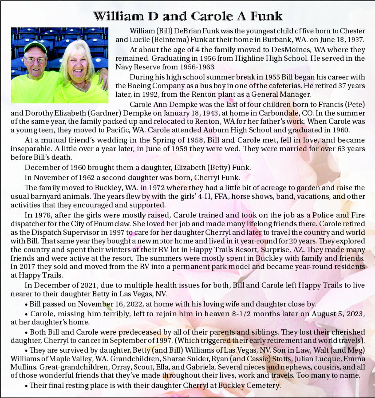 William and Carole Funk | Courier-Herald