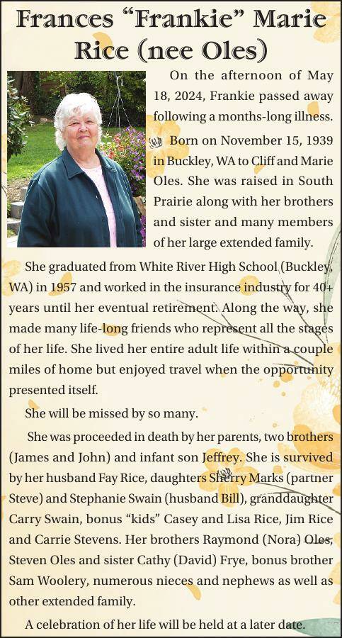 Frances Rice | Courier-Herald