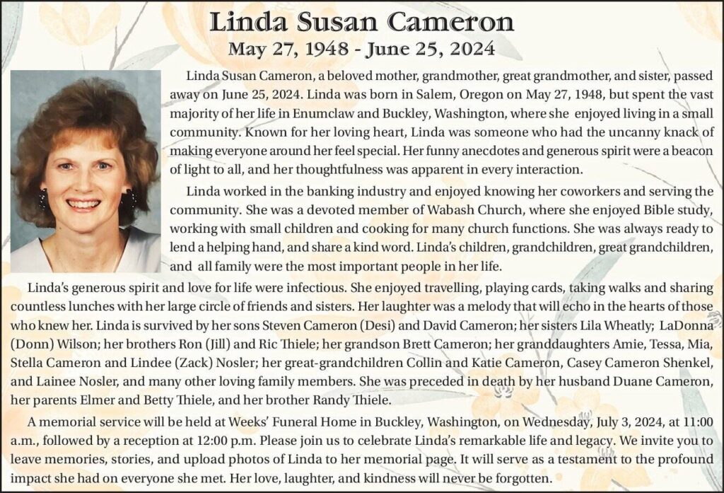 Linda Cameron | Courier-Herald