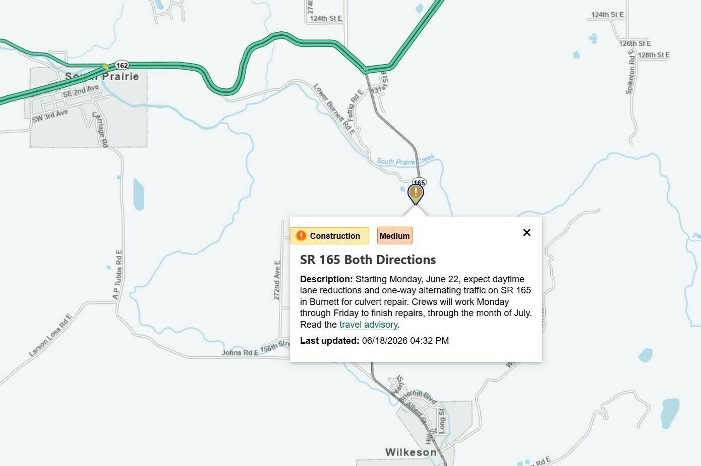 Construction on SR 165 culvert starts today | Courier-Herald
